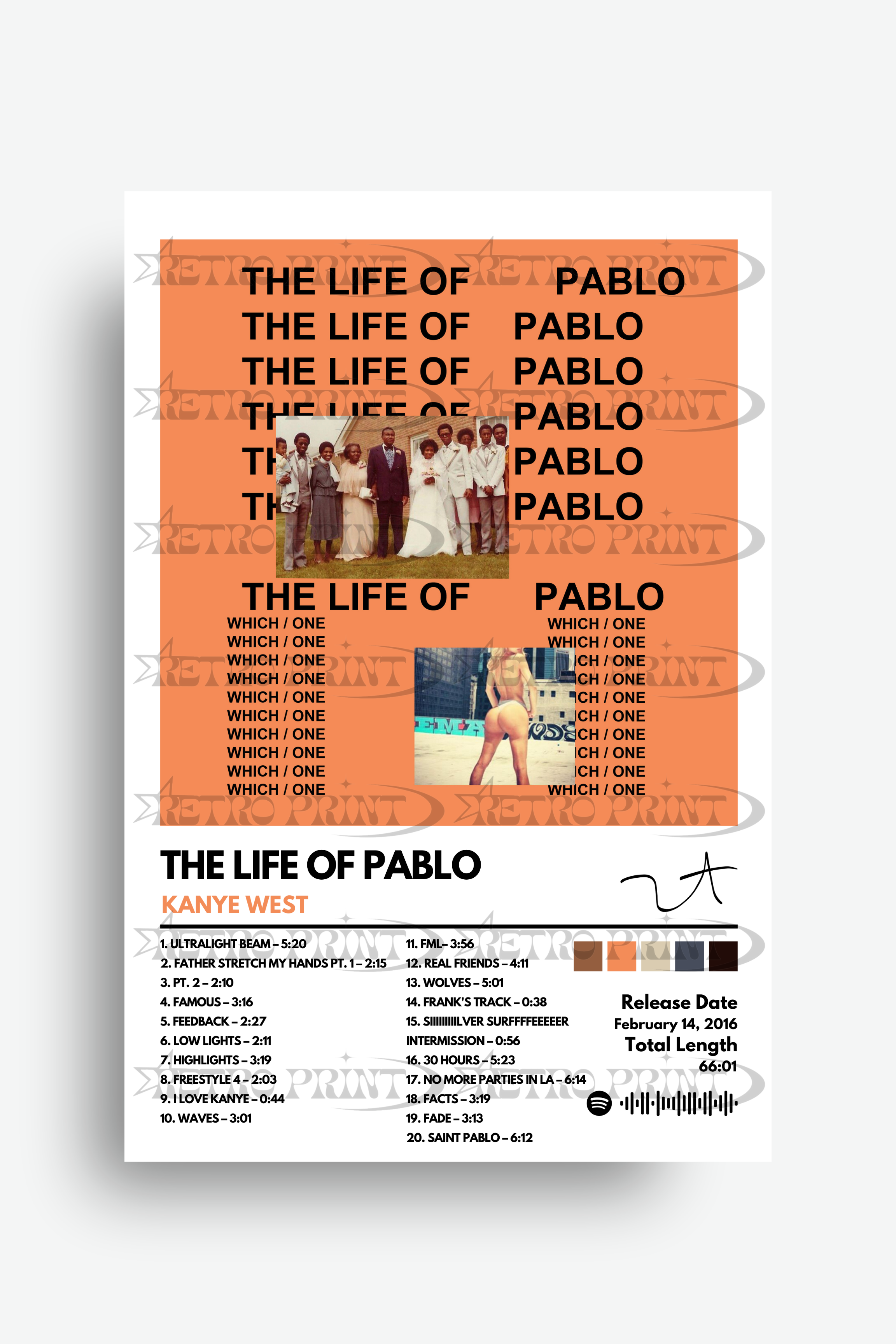 The Life of Pablo Album Cover Poster – Kanye West – Retro Print