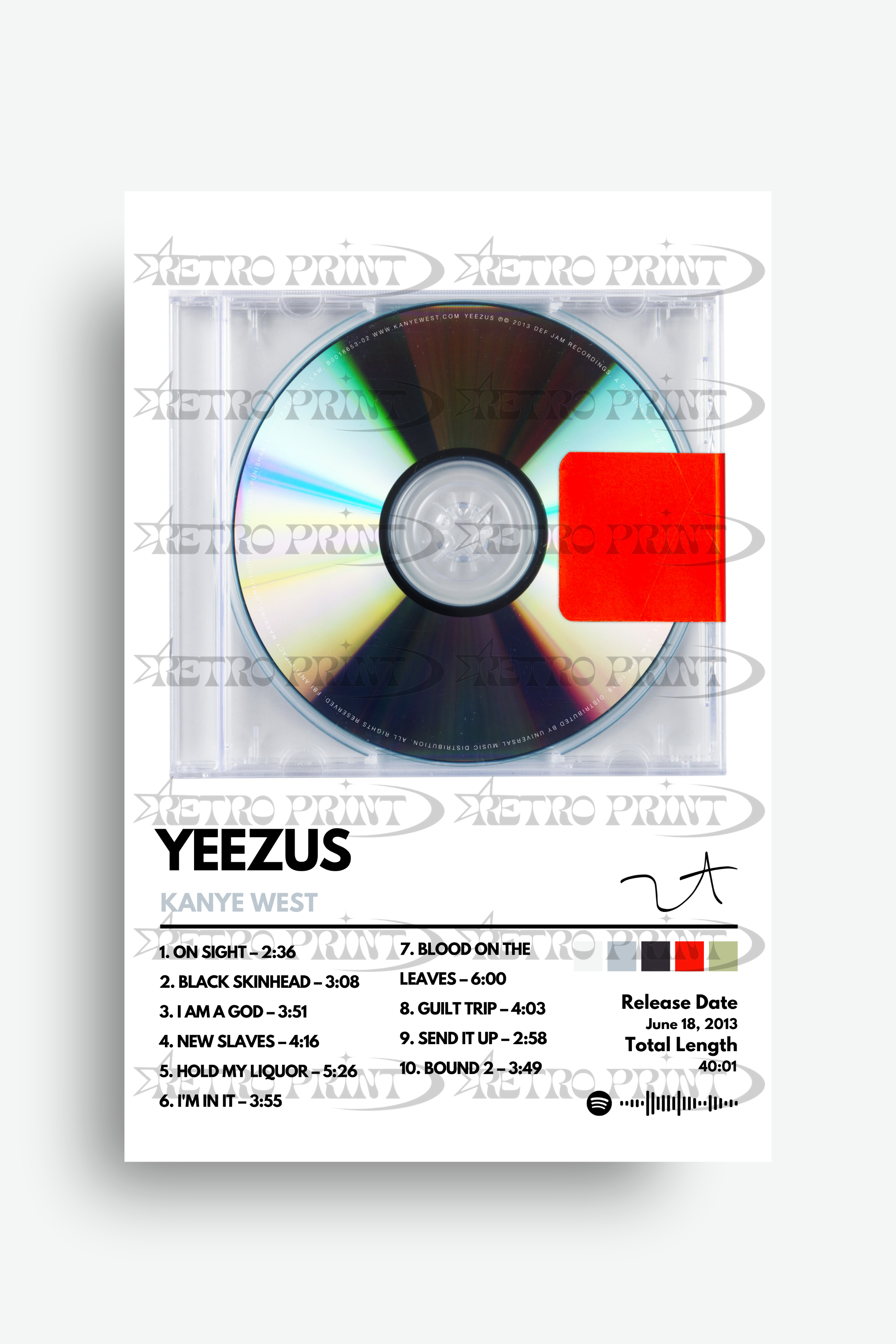 Yeezus Album Cover Poster – Kanye West – Retro Print